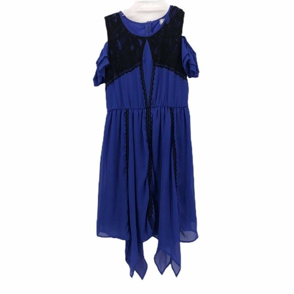 Disney | Dresses | Disney D Signed Girl A Line Dress Blue Lace Trim L ...